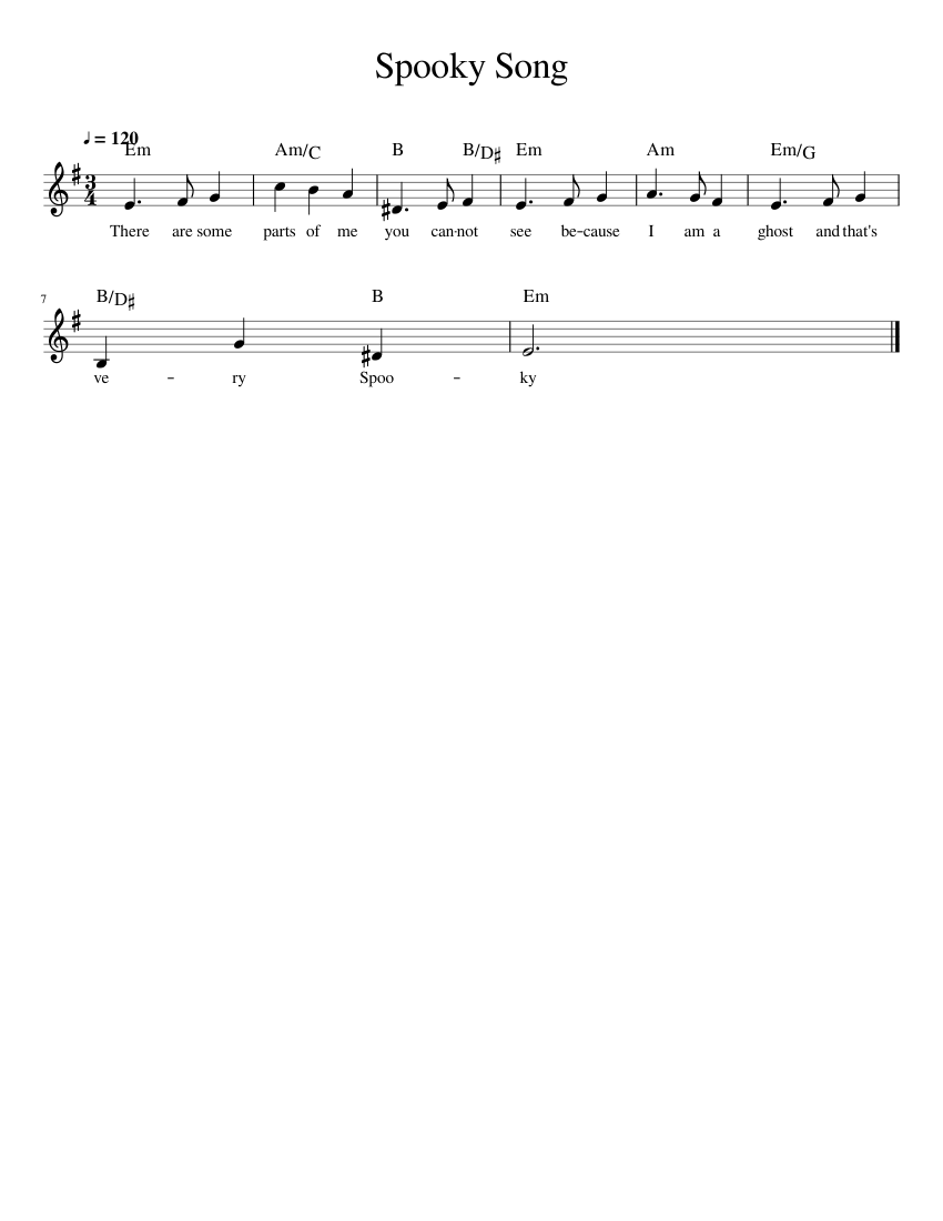 Spooky Song Sheet music for Piano (Solo) Easy | Musescore.com
