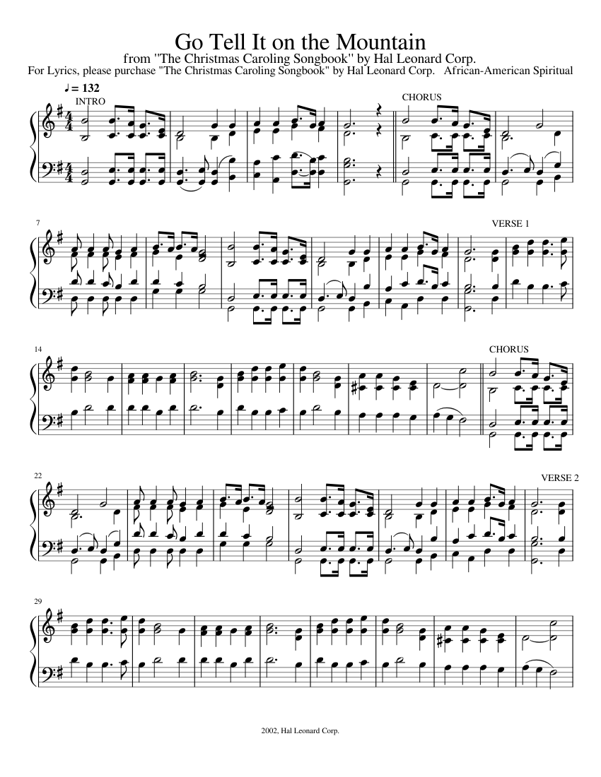 Go Tell It on the Mountain Sheet music for Piano (SATB) | Musescore.com