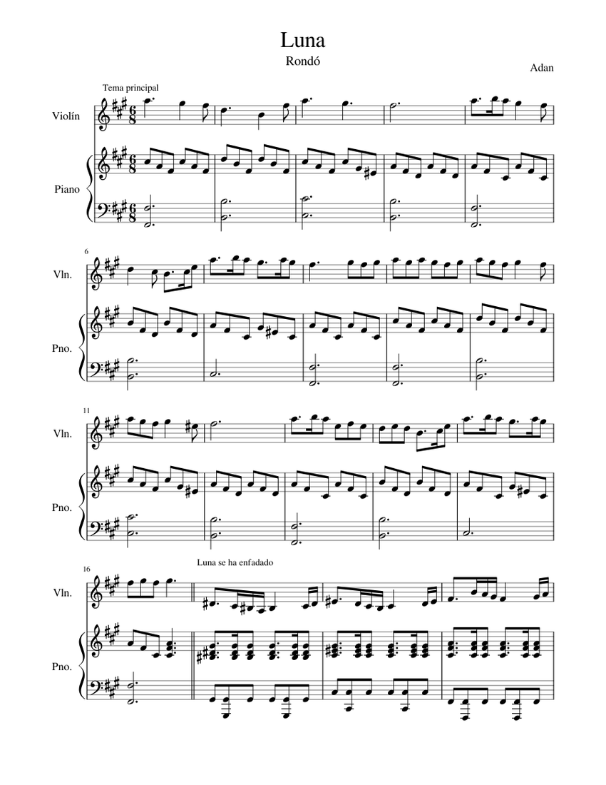 Luna Sheet music for Piano, Flute, Violin (Mixed Trio) | Musescore.com