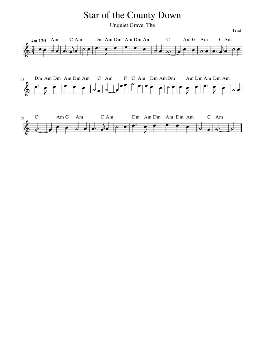 Traditional music - Star of the County Down Sheet music for Piano (Solo ...