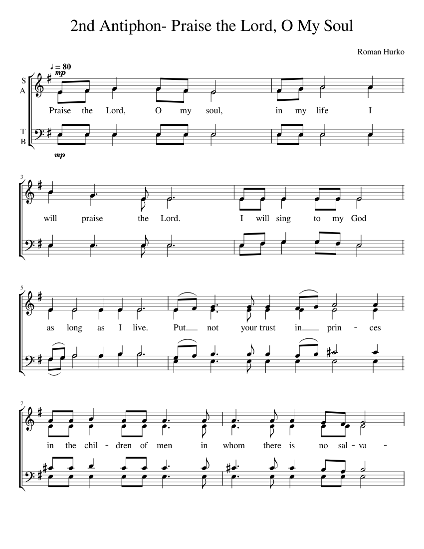 2nd_Antiphon-_Praise_the_Lord,_O_My_Soul Sheet music for Female, Male ...