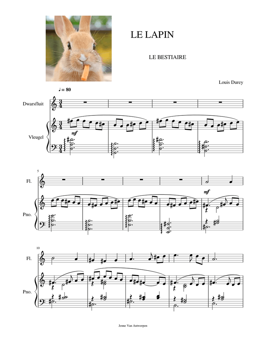 LE LAPIN Sheet music for Piano, Flute (Solo) | Musescore.com