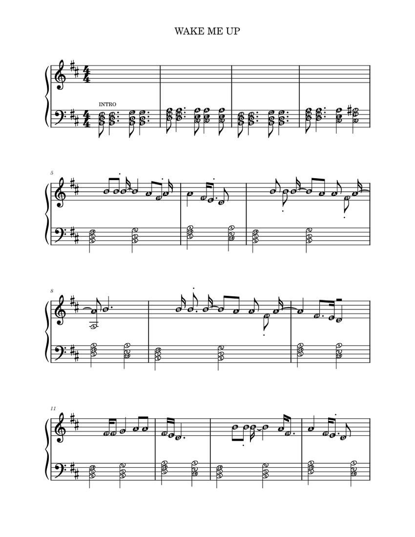 Wake me up – Avicii (Easy version) Sheet Music for Piano (Solo ...