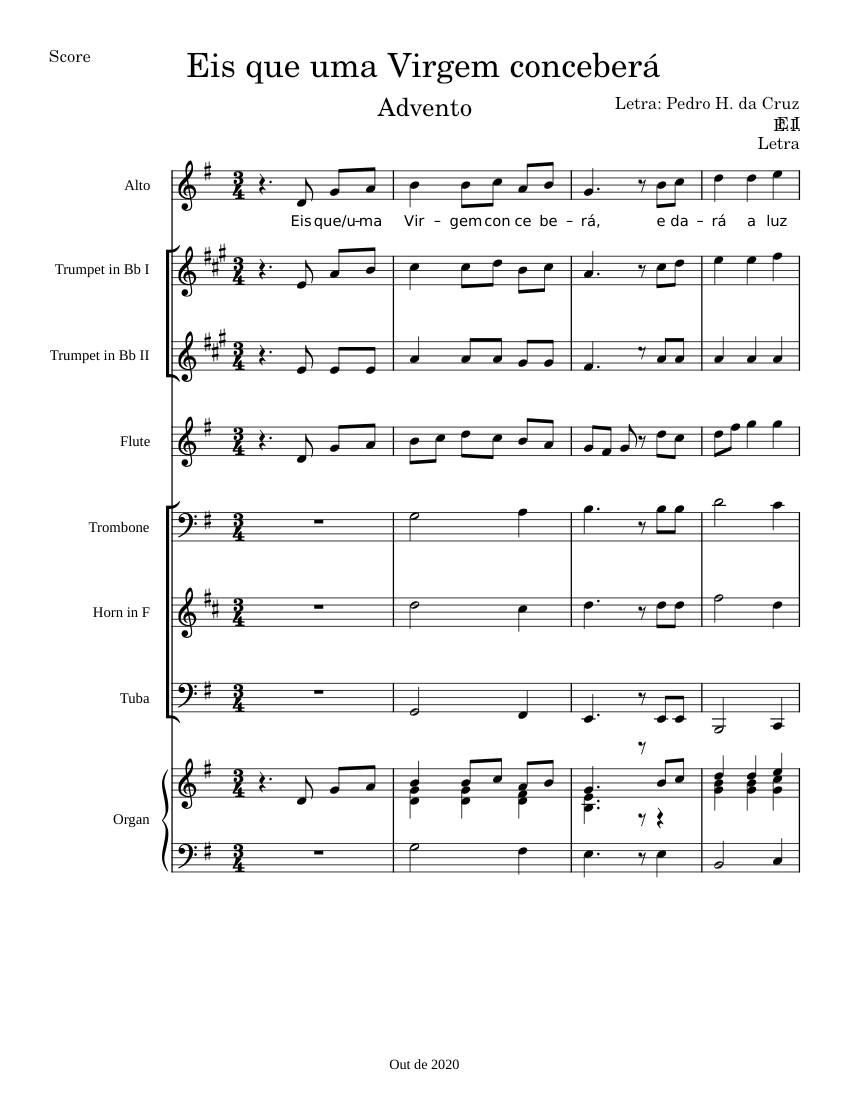 Eis que uma Virgem Conceberá - Geral Sheet Music for Trombone, Alto ...