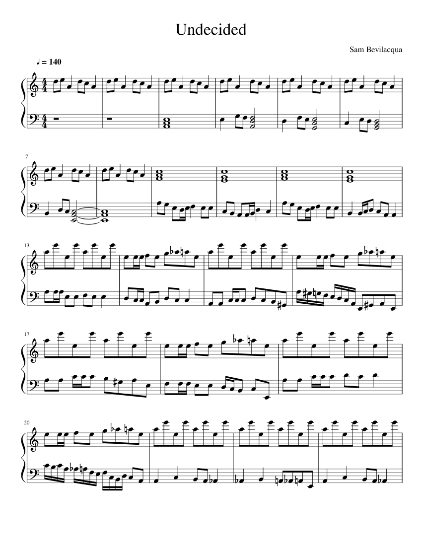Undecided Sheet music for Piano (Solo) | Musescore.com