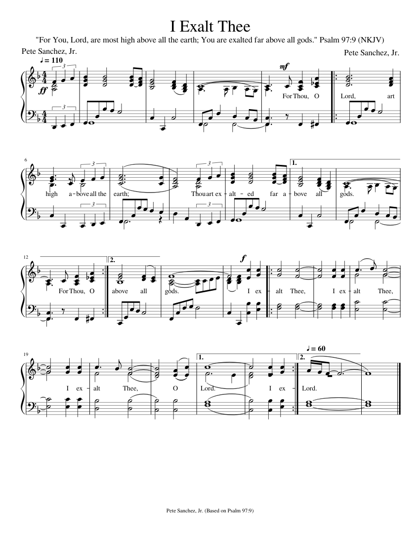 I Exalt Thee Sheet Music for Piano (SATB) easy | MuseScore.com