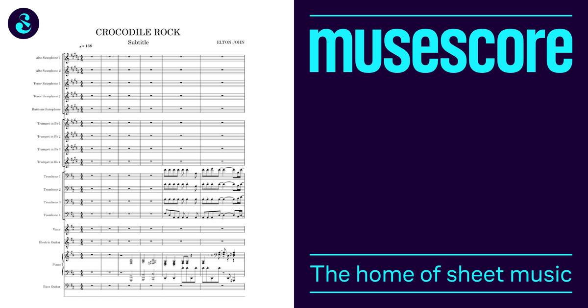 CROCODILE ROCK Sheet Music with Chords for Piano, Trombone, Saxophone ...