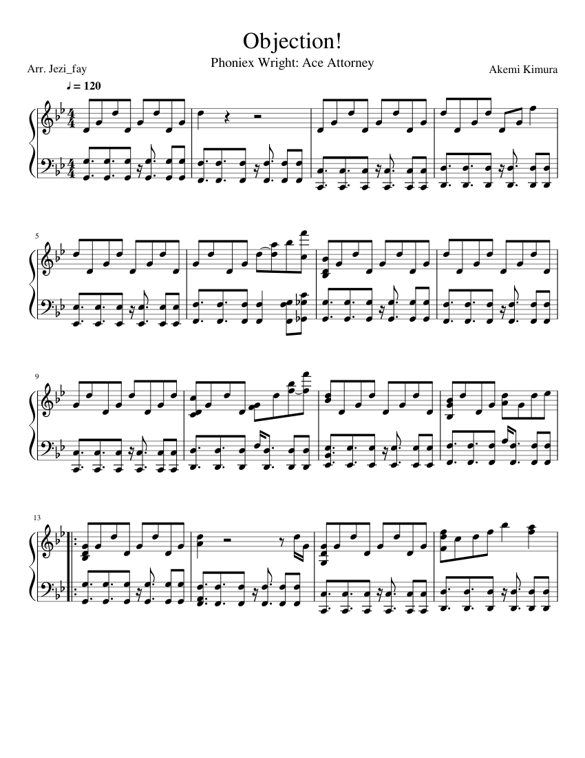 Objection! Sheet music for Piano (Solo) | Musescore.com