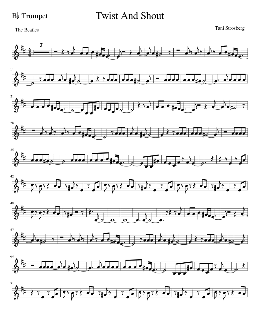 Twist And Shout Collab Final Bb Trumpet Sheet Music for Trumpet in b ...