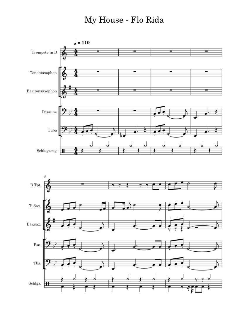 My house – Flo Rida My_House Sheet Music for Trombone, Tuba, Saxophone ...