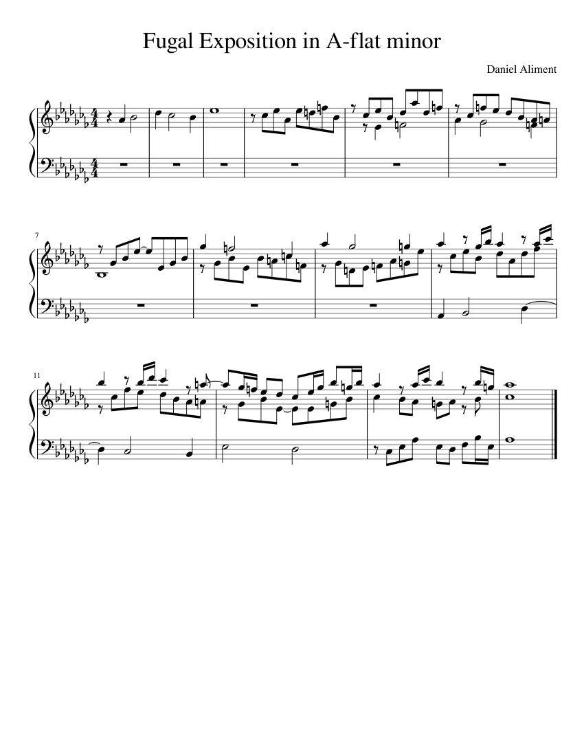 Fugal Exposition in A-flat minor Sheet Music for Piano (Solo) Easy ...