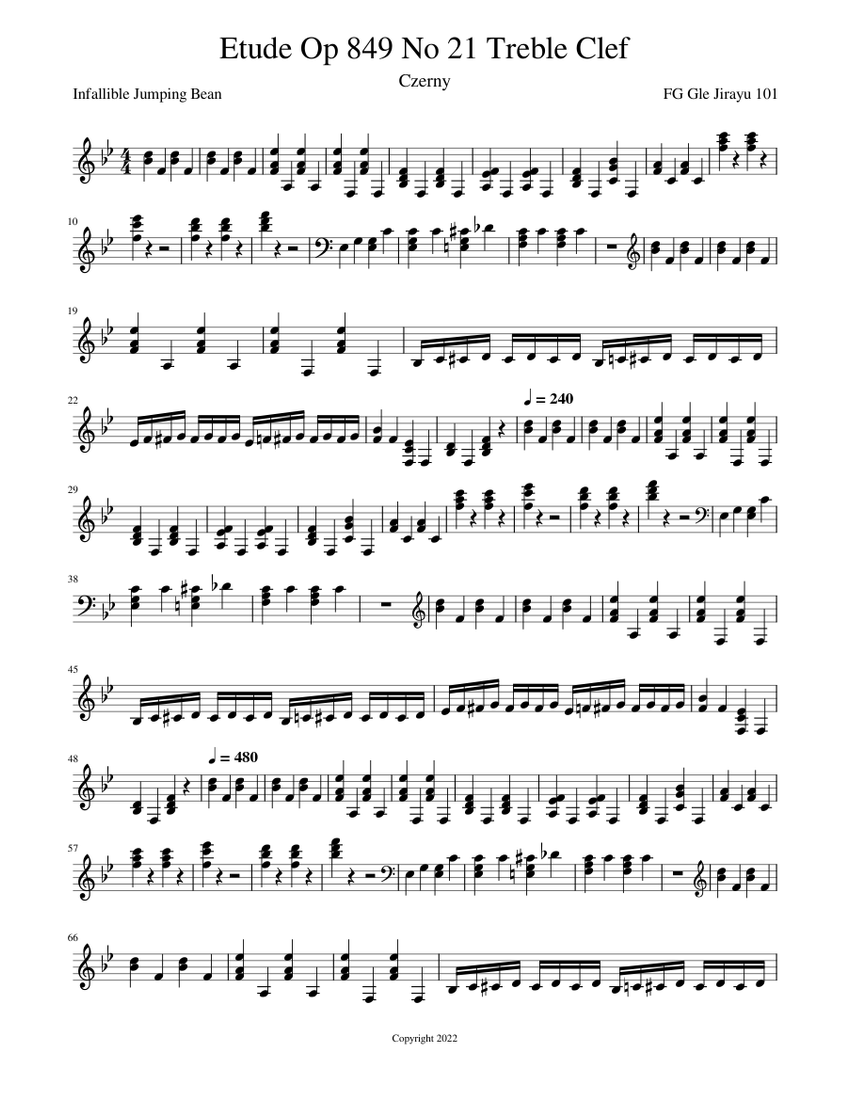 Etude Op 849 No 21 Treble Clef Sheet music for Piano (Solo) | Musescore.com