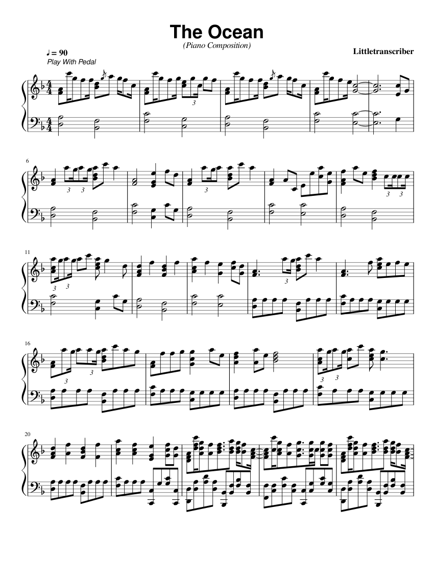 The Ocean Sheet Music for Piano (Solo) | MuseScore.com