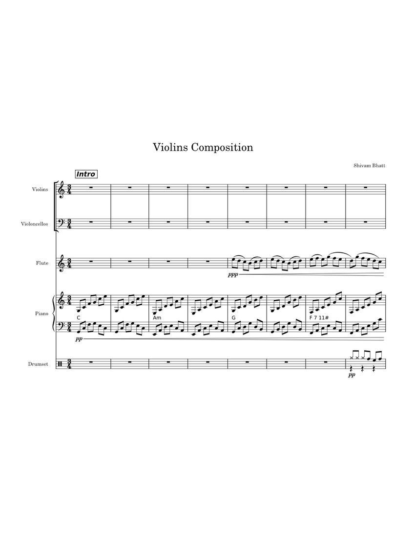 Sunrise:- Shivam Bhatt Sheet music for Piano, Flute, Drum group, Strings group (String Ensemble ...