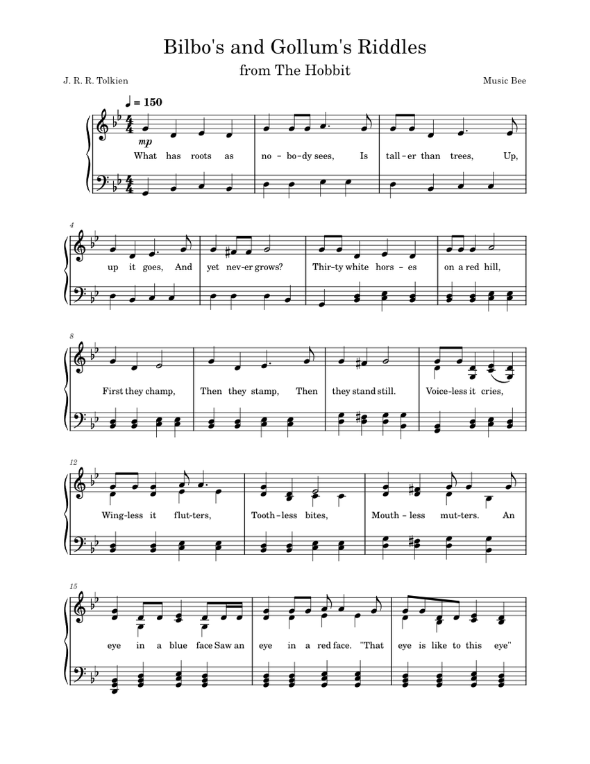 Bilbo's and Gollum's Riddles (from J. R. R. Tolkien's book The Hobbit ...