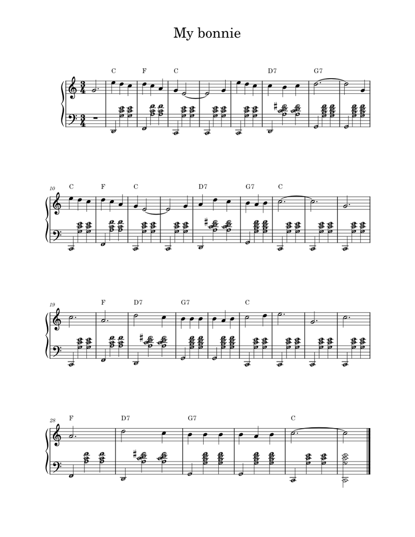 My bonnie lies over the ocean – Misc Traditional My Bonnie Sheet Music ...