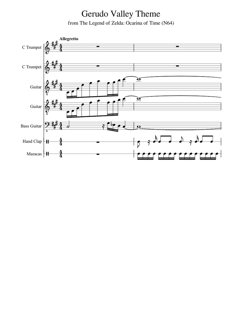 Gerudo Valley Theme - Legend of Zelda: Ocarina of Time Sheet Music for ...