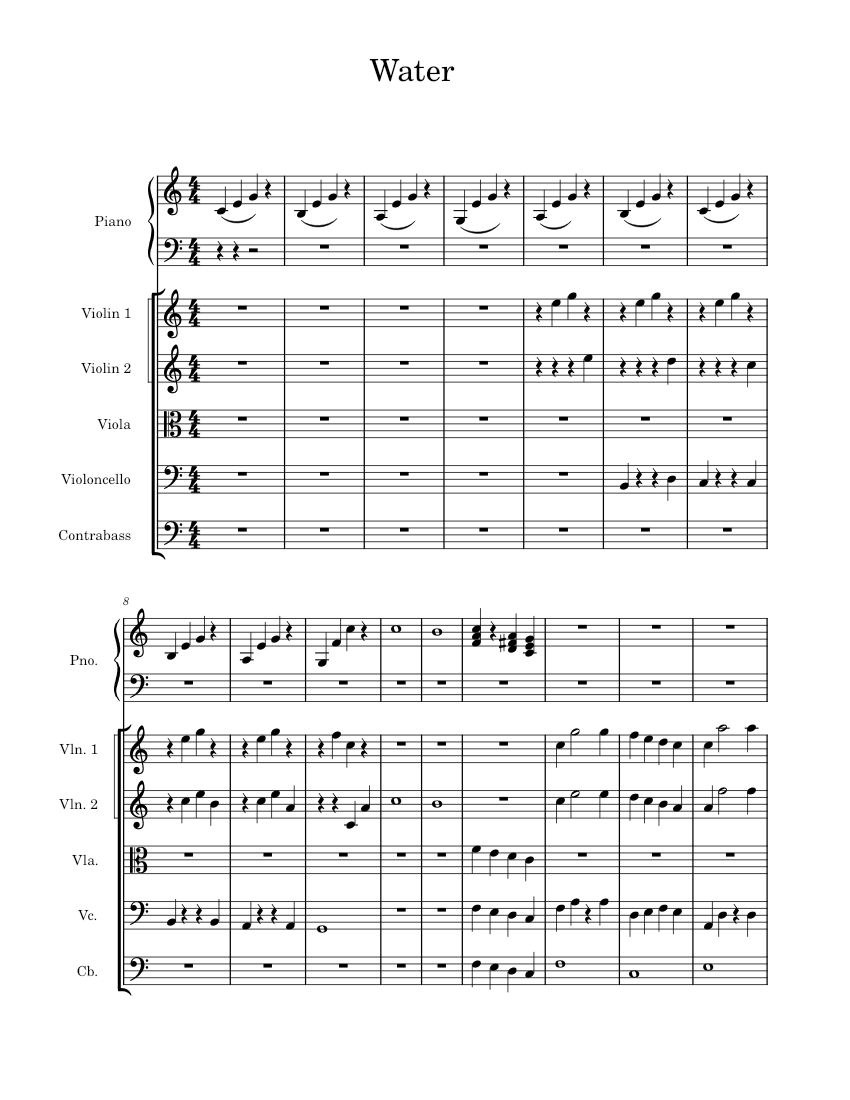 Water Sheet music for Piano, Contrabass, Violin, Viola & more ...