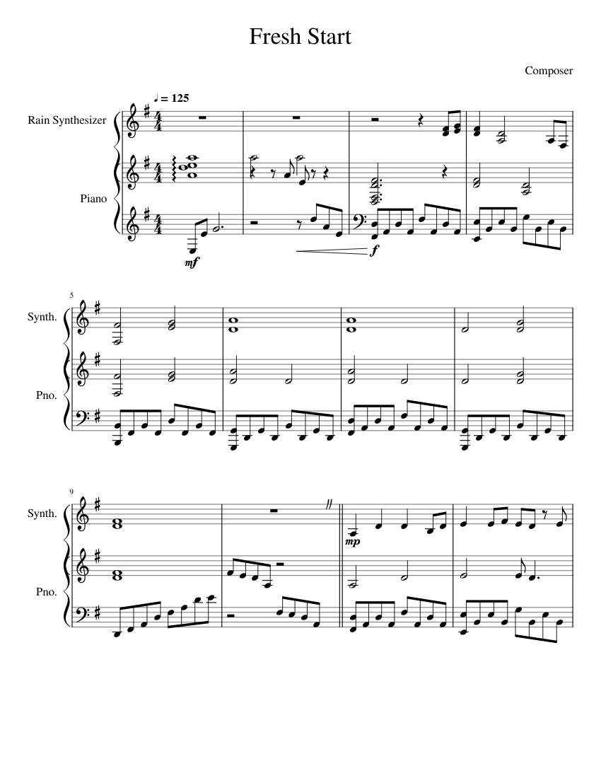 Fresh Start - Splatoon 2 Sheet music for Piano, Synthesizer (Piano Trio ...