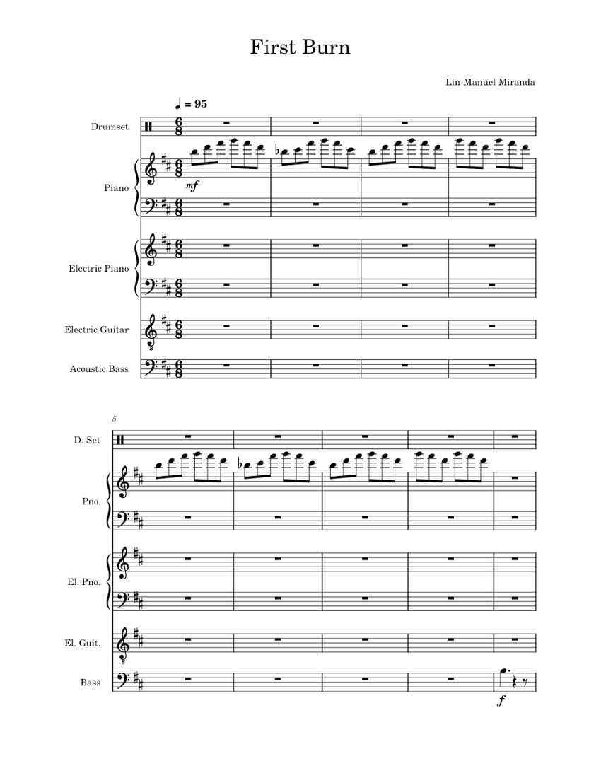 First burn – Lin-Manuel Miranda (Instrumental) Sheet Music for Piano ...