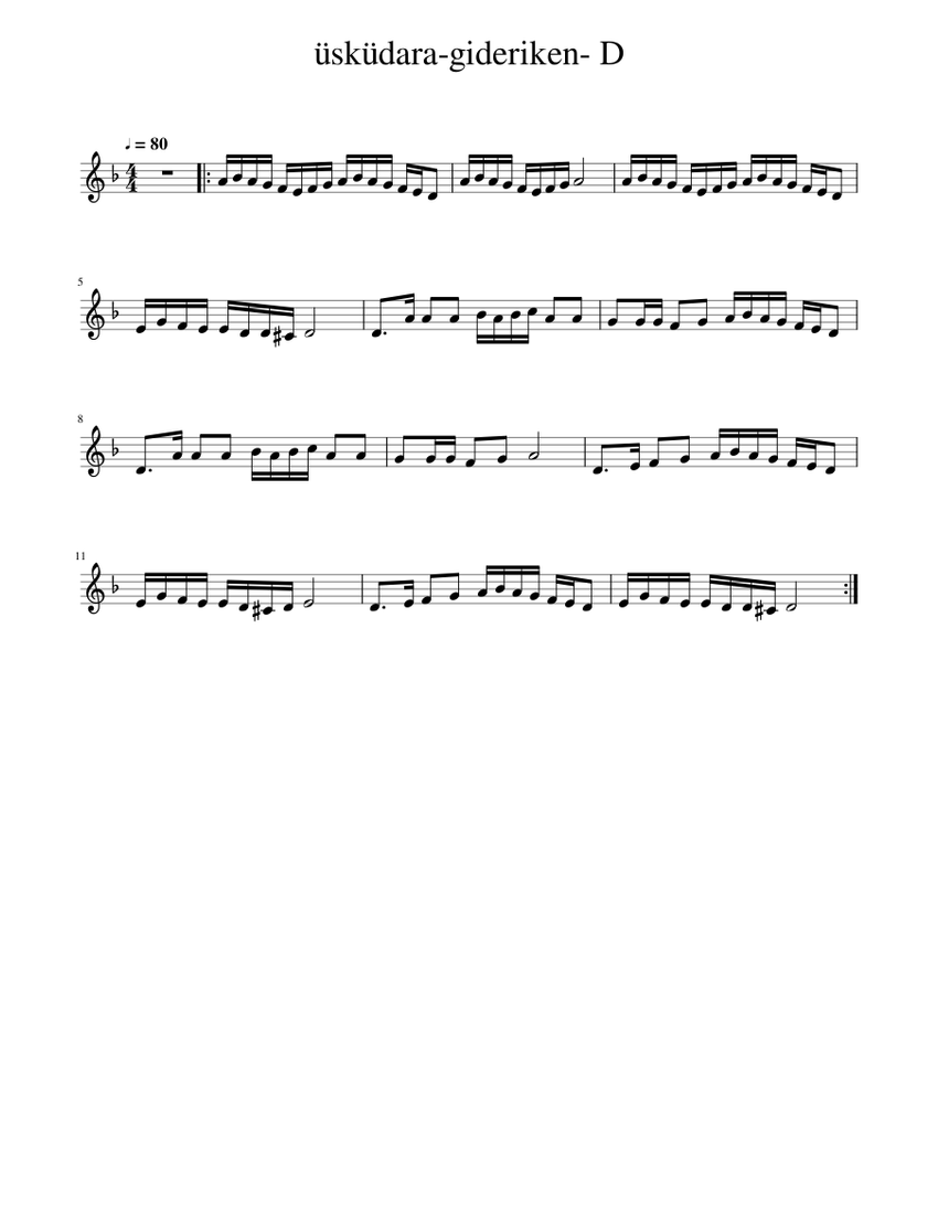 Üsküdara gideriken -D Sheet music for Piano (Solo) | Musescore.com