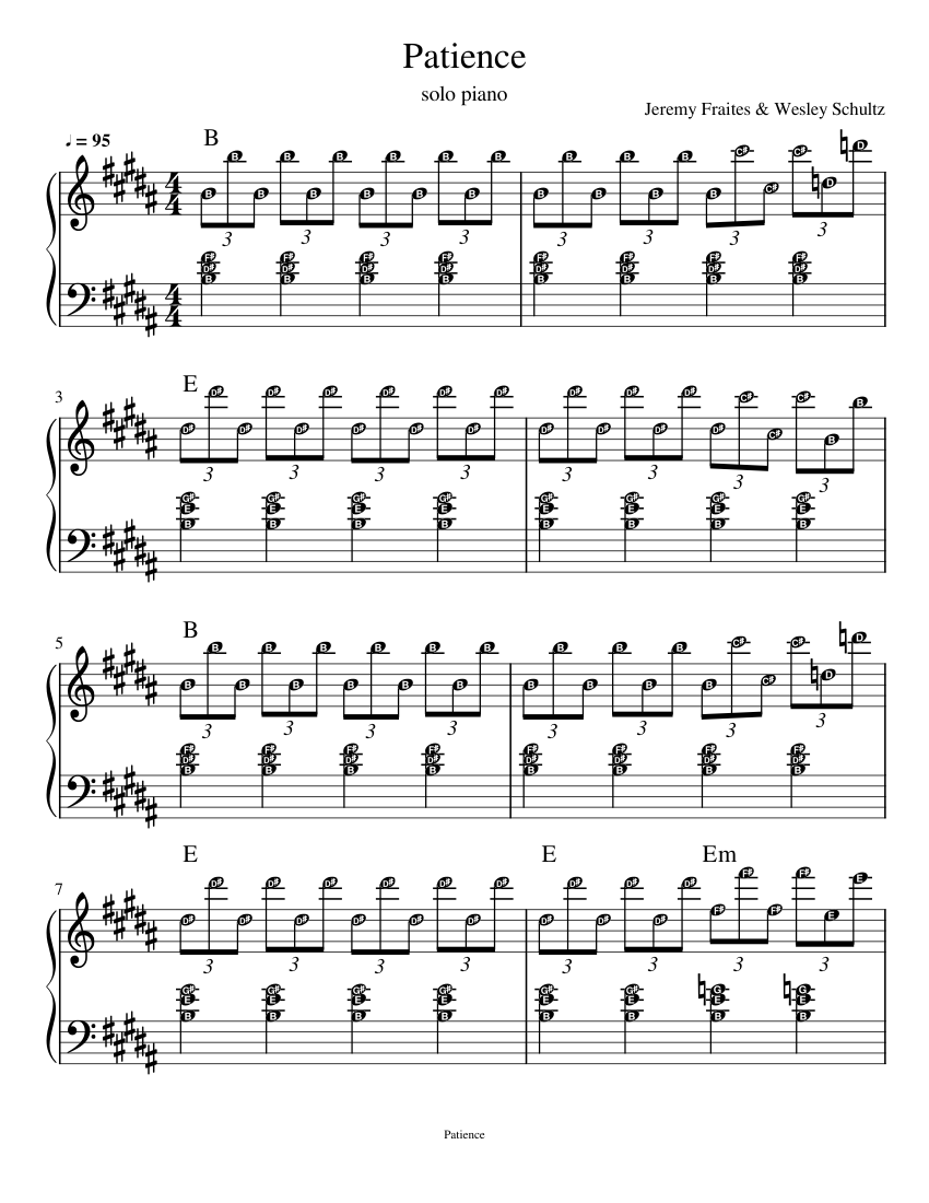 Patience Sheet music for Piano (Solo) | Musescore.com