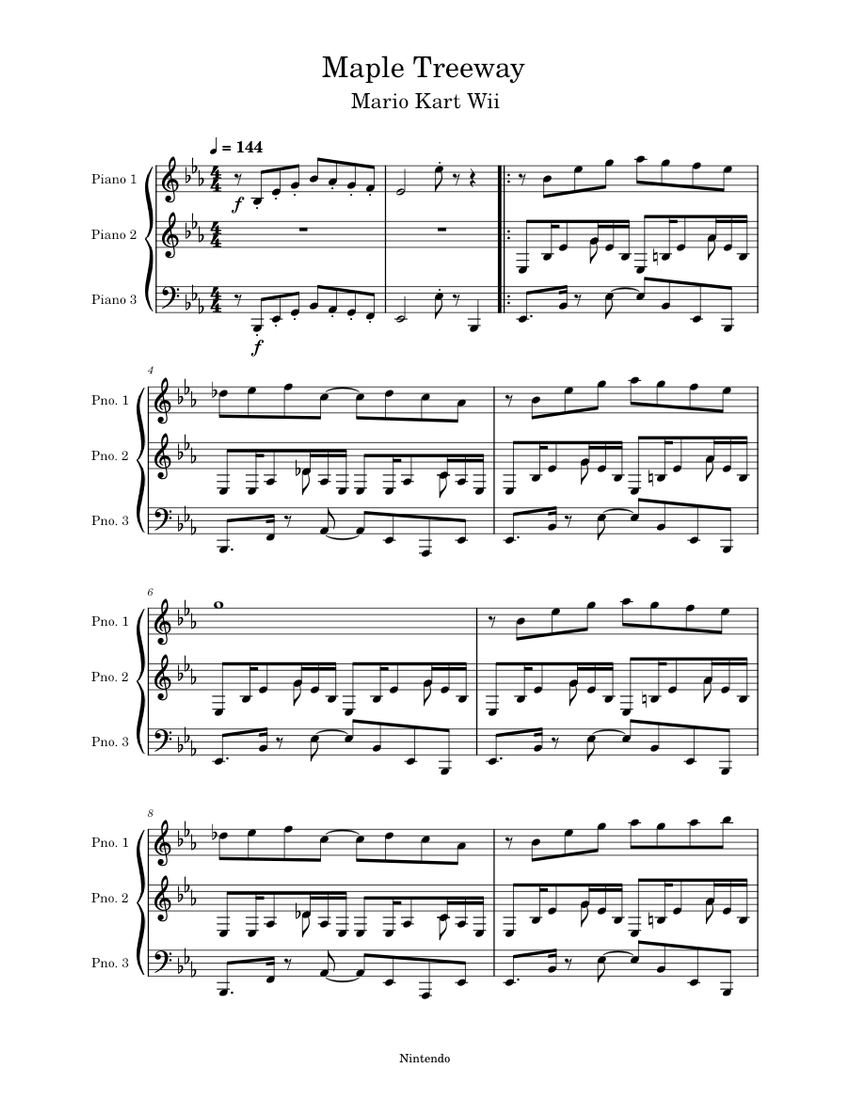 Maple Treeway (Mario Kart Wii) Sheet music for Piano (Mixed Trio ...