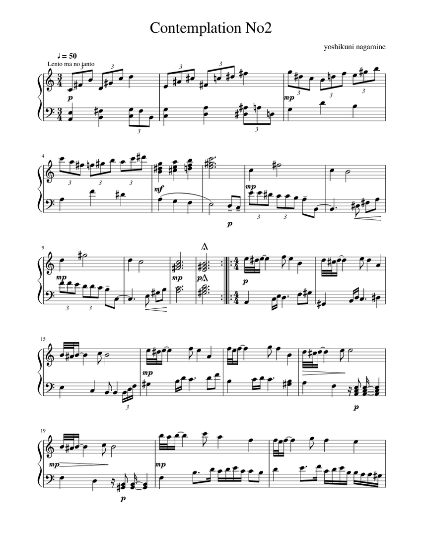 Contemplation No2 Sheet music for Piano (Solo) | Musescore.com