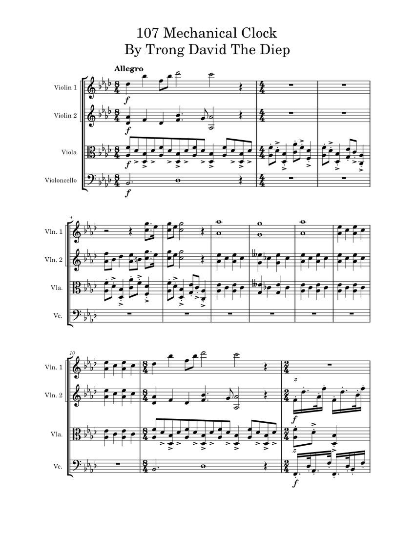 ( 107 ) Mechanical Clock by Trong David The Diep Sheet music for Violin ...
