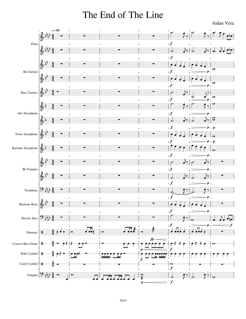 The End of The Line Sheet Music for Trombone, Flute, Clarinet in b-flat ...