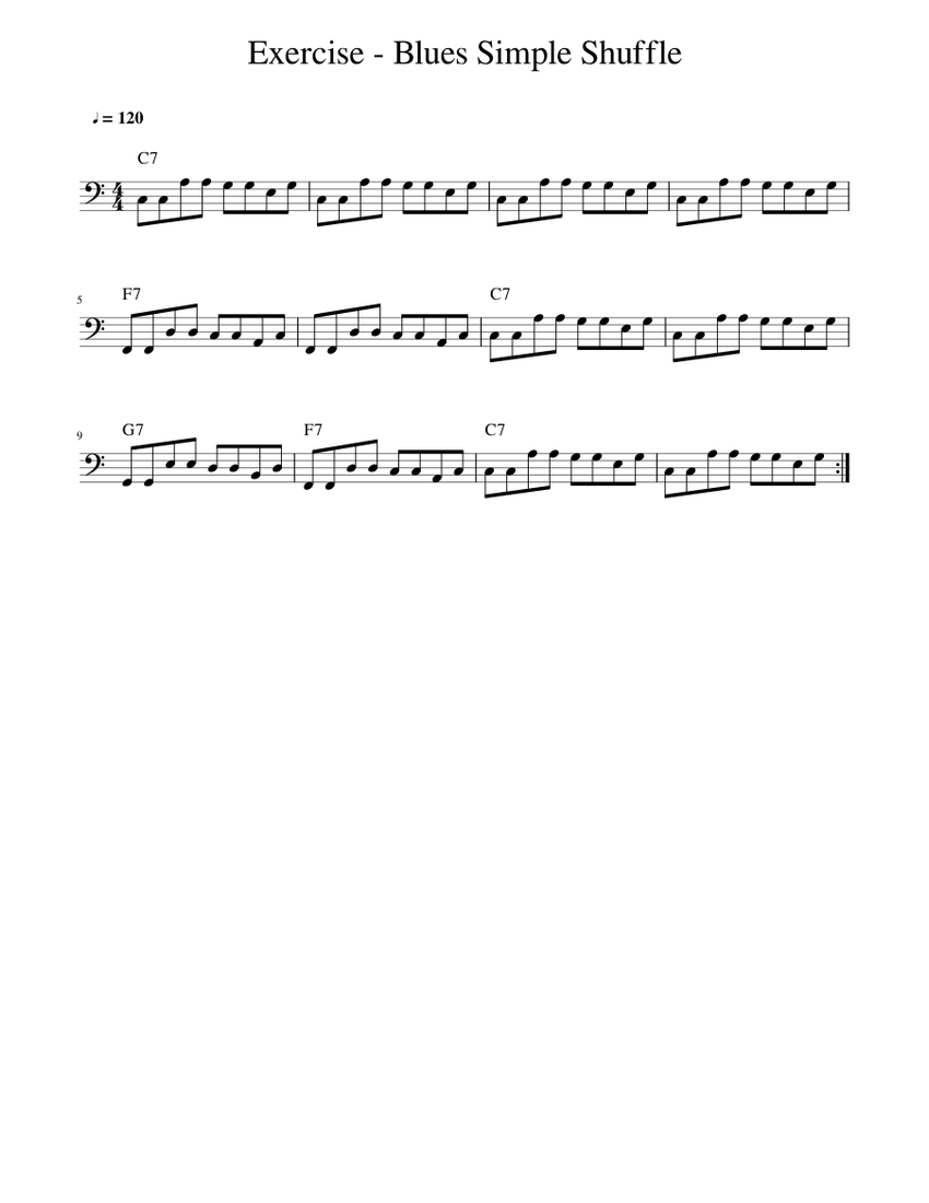 Exercise_-_Blues_Simple_Shuffle Sheet music for Piano (Solo) Easy ...