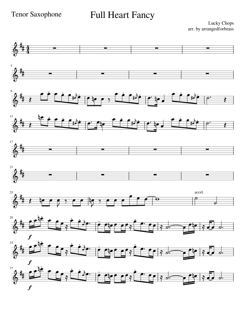 Full Heart Fancy - Tenor Saxophone Sheet music for Saxophone tenor ...