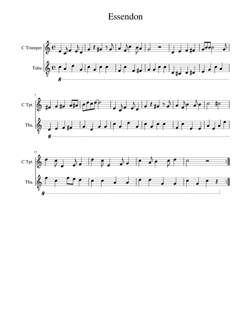 Essendon Sheet music for Tuba, Trumpet in c (Brass Duet) | Musescore.com