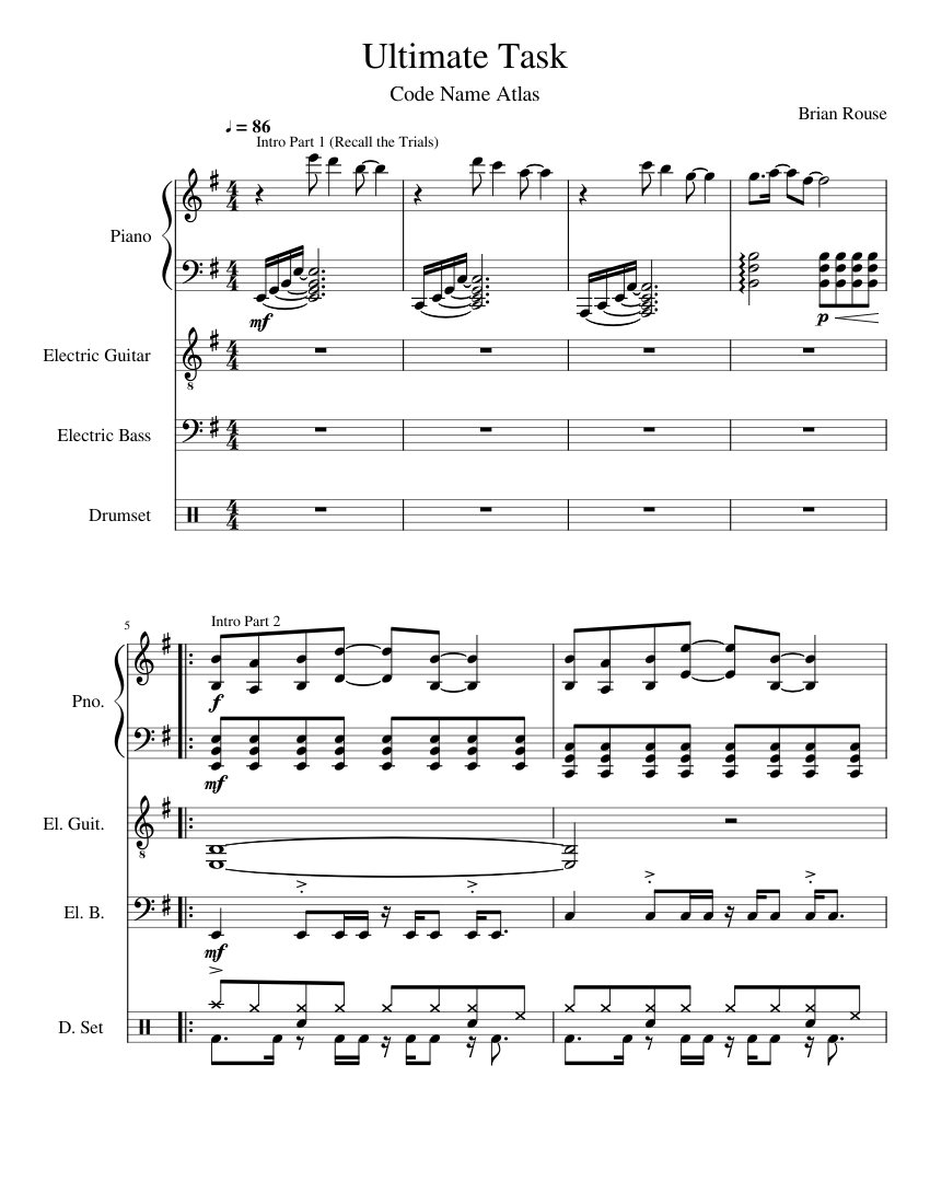 Ultimate Task Sheet music for Piano, Guitar, Bass guitar, Drum group ...