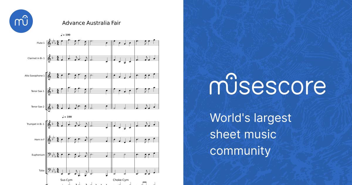 Advance Australia Fair Sheet Music for Tuba, Flute, Saxophone alto ...