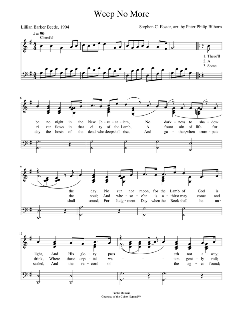 Weep no more - Stephen C. Foster Sheet music for Piano (Piano Duo) | Musescore.com