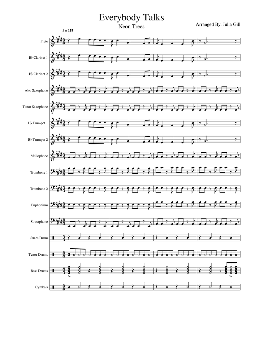 Everybody Talks Sheet Music for Trombone, Euphonium, Mellophone, Flute ...