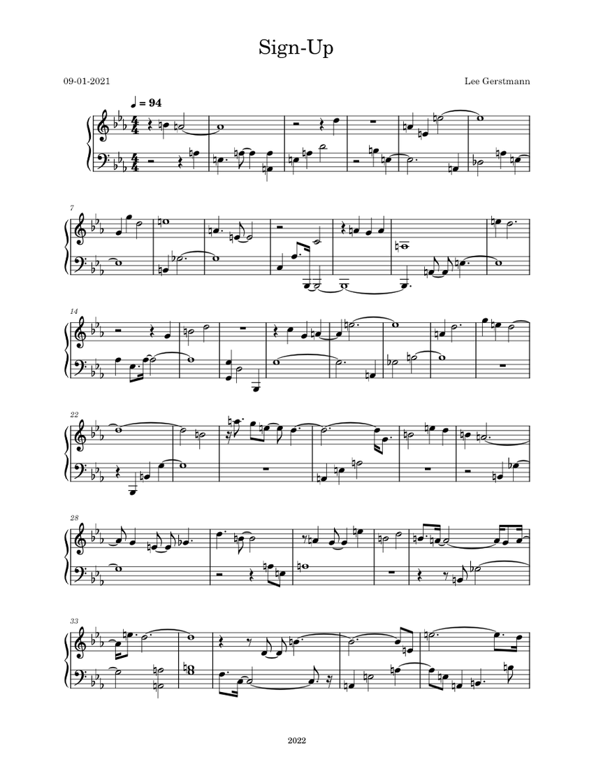 Sign-Up Sheet music for Piano (Solo) Easy | Musescore.com