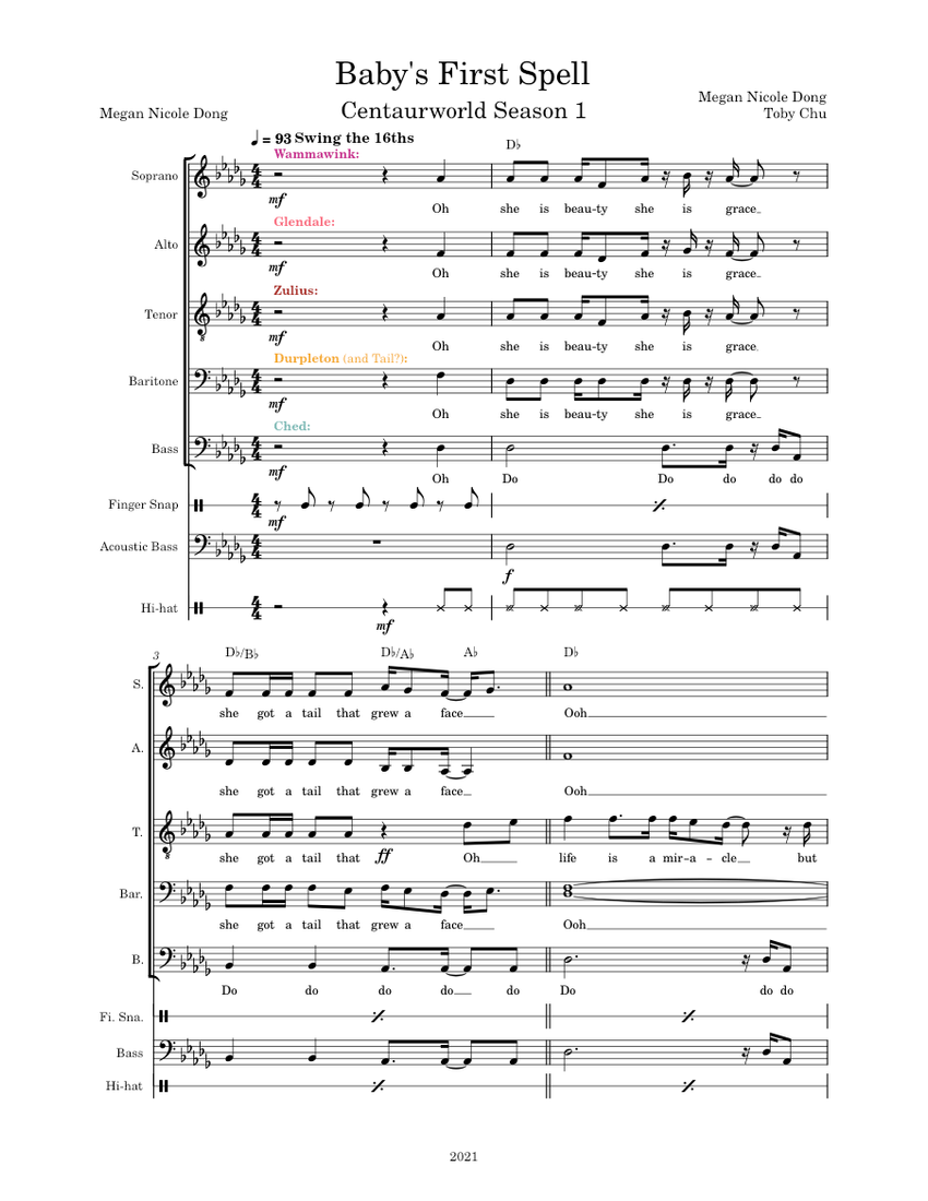 Baby's First Spell Sheet music for Soprano, Alto, Tenor, Bass voice ...