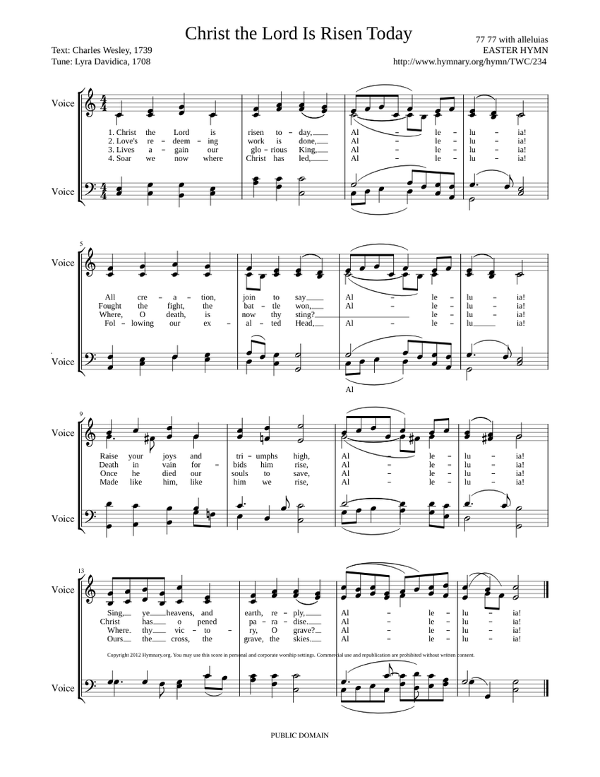 Easter Hymn Sheet Music for Voice (other) (Choral) | MuseScore.com