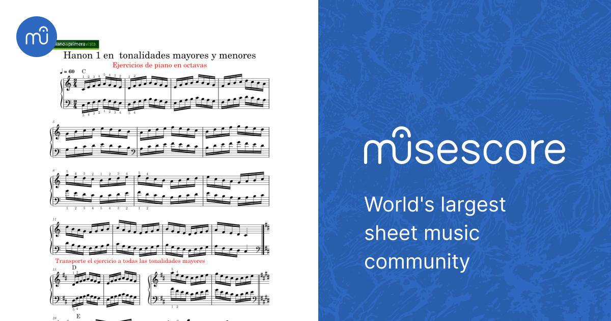 Hanon 1 en todas las tonalidades Sheet Music with Chords for Piano ...