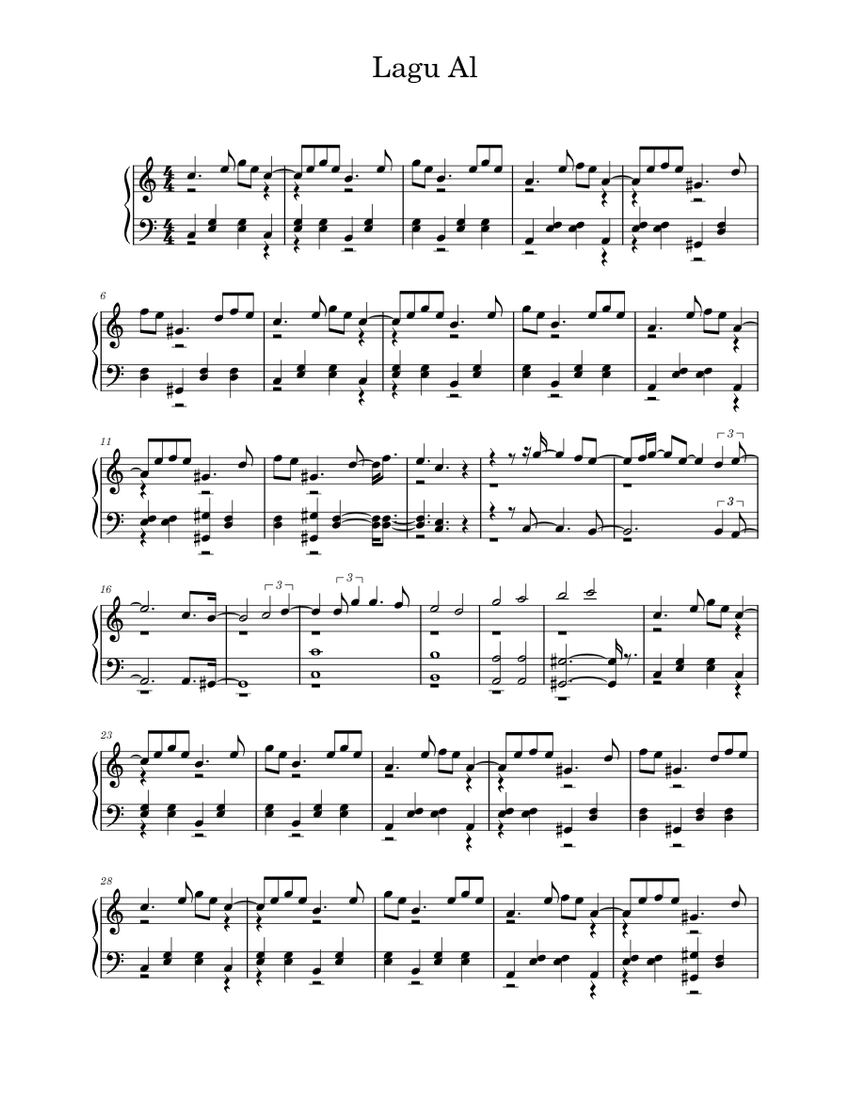 Lagu Al Sheet Music for Piano (Solo) Easy | MuseScore.com