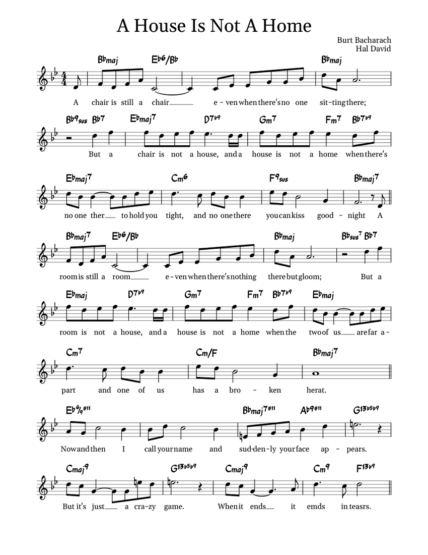 A House Is Not A Home Sheet music for Piano (Solo) | Musescore.com