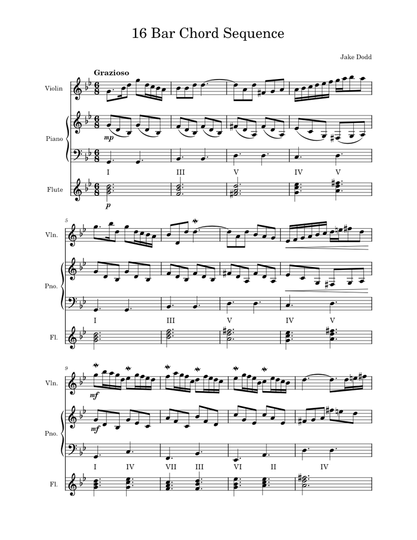 16_Bar_Chord_Sequence_1_1 (2) Sheet music for Piano, Flute, Violin ...