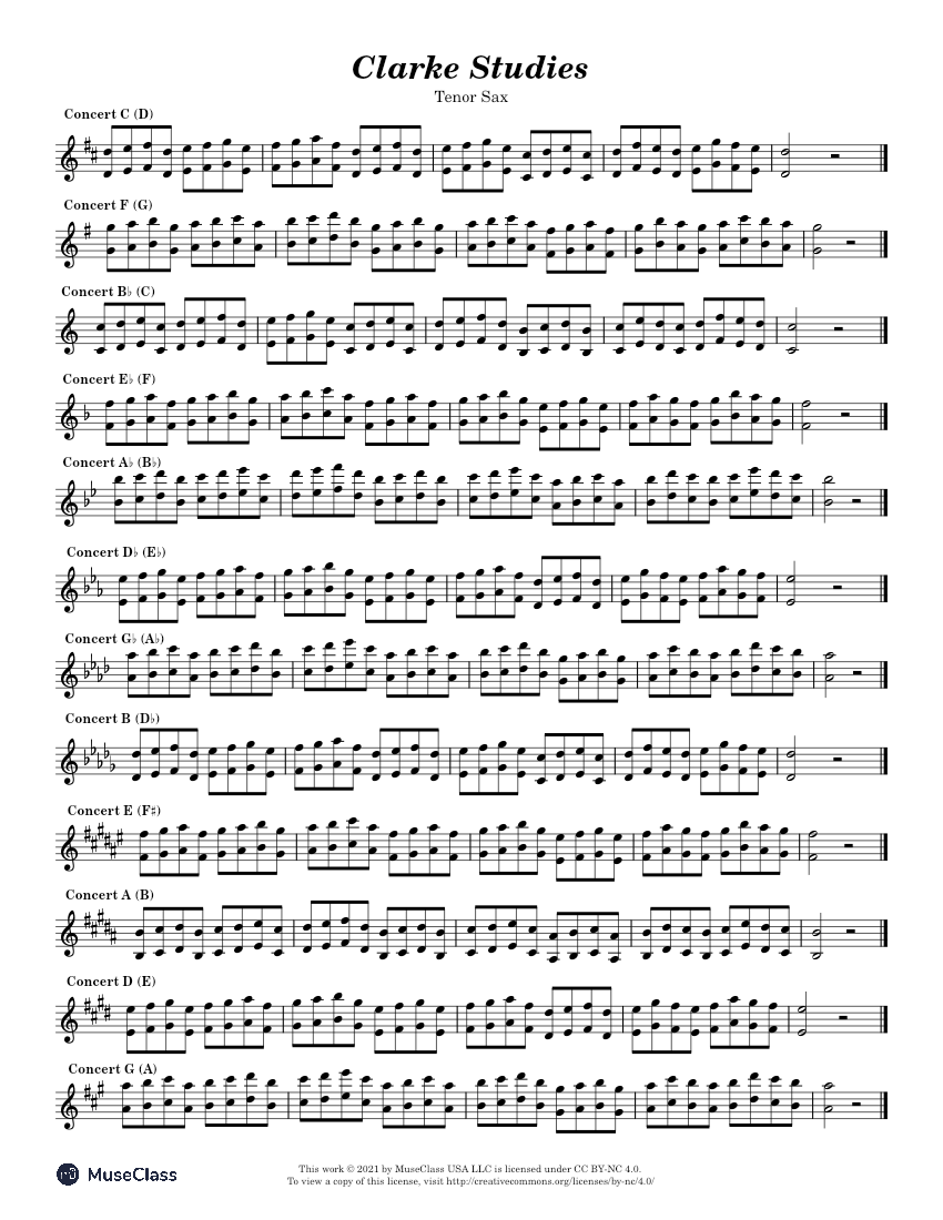 Clarke Studies for Tenor Sax Sheet Music for Saxophone tenor (Solo ...