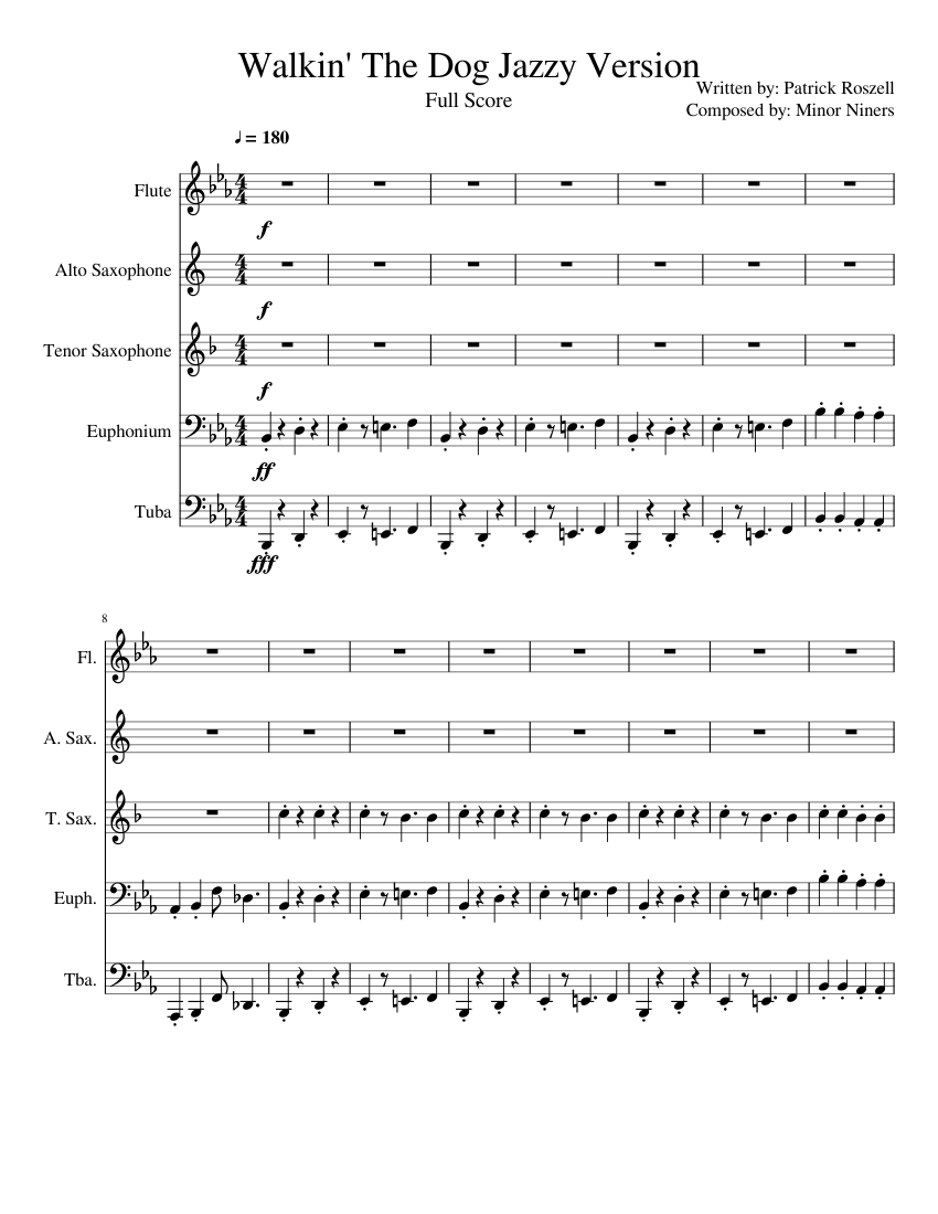 Walkin' The Dog Jazzy Version Sheet music for Euphonium, Tuba, Flute ...