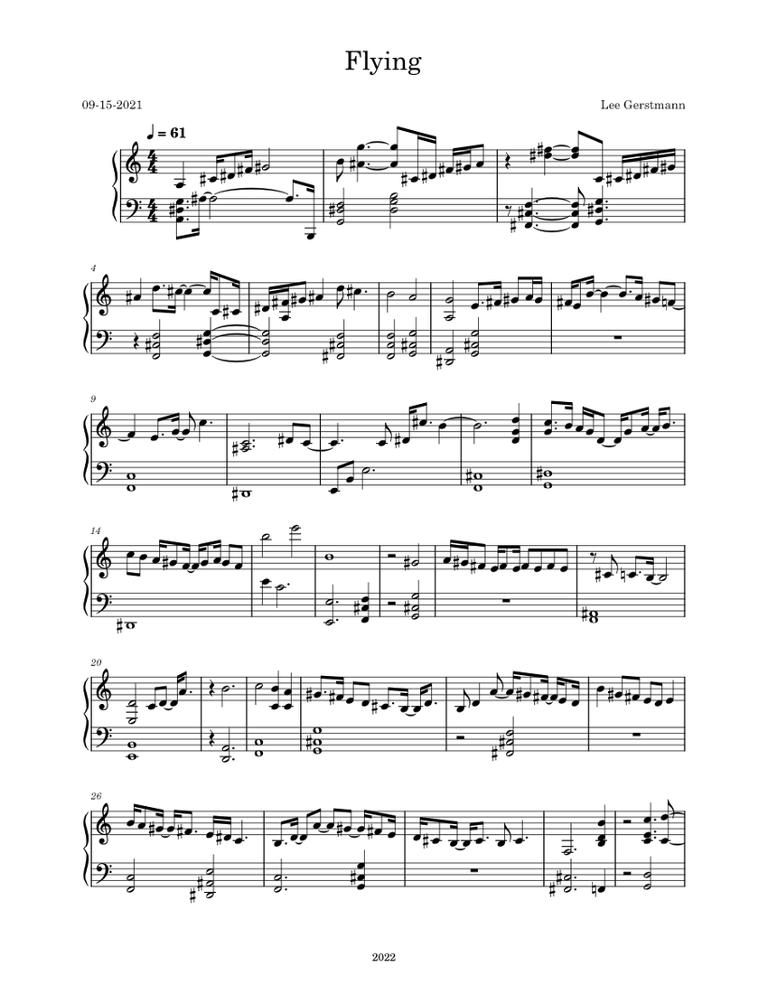 Flying Sheet music for Piano (Solo) | Musescore.com