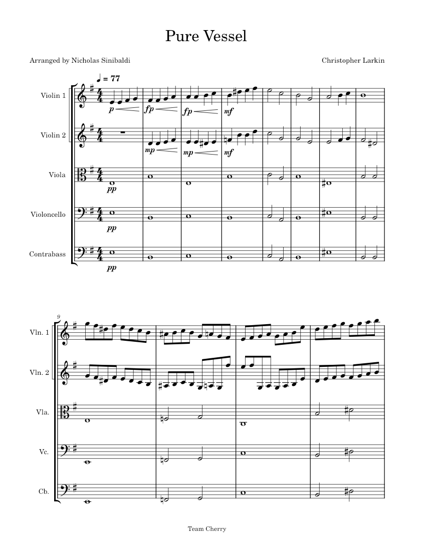 Pure Vessel – Christopher Larkin - Hollow Knight Sheet music for ...