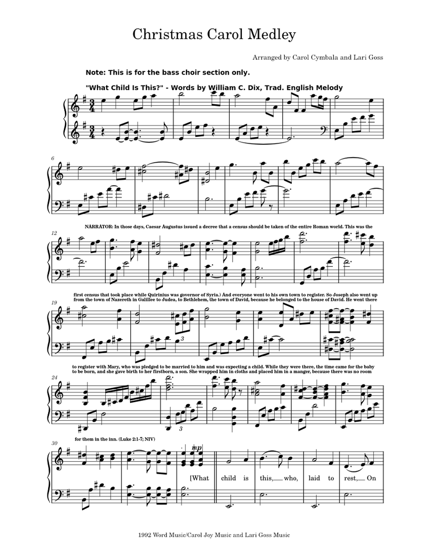 Christmas_Carol_Medley Sheet music for Piano (Church Choir) | Musescore.com