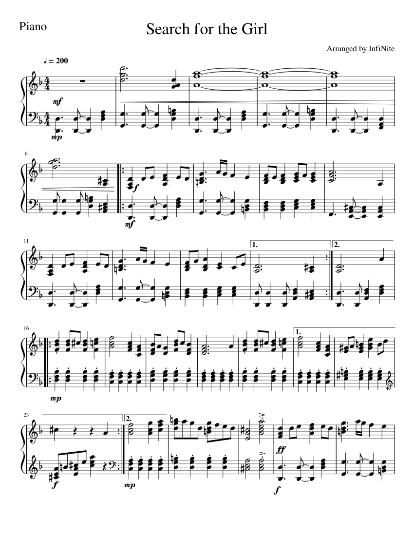 Search for the Girl Piano Sheet Music for Piano (Solo) | MuseScore.com